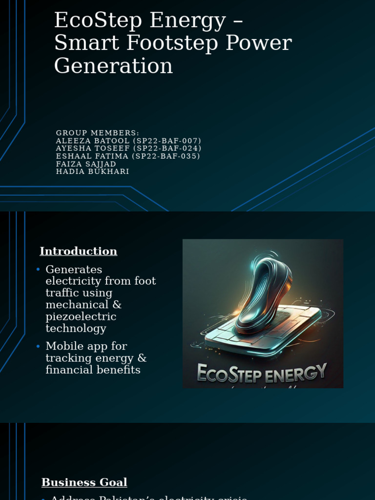 EcoStep Energy - Smart Footstep Power Generation (1) .PPTX 2 | PDF ...