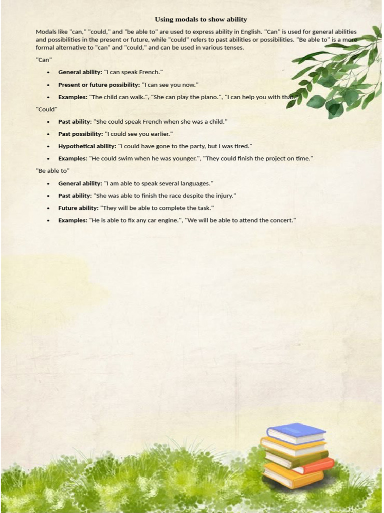 Using Modals To Show Ability | PDF