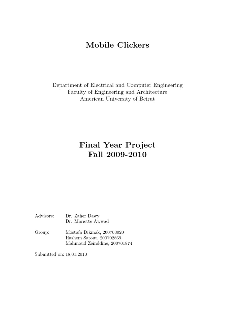 Mobile Clickers Final Year Project | PDF | Computer Network | Bluetooth