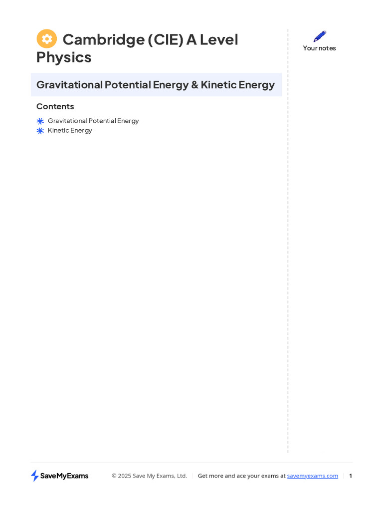 Gravitational Potential Energy & Kinetic Energy | PDF | Mass ...