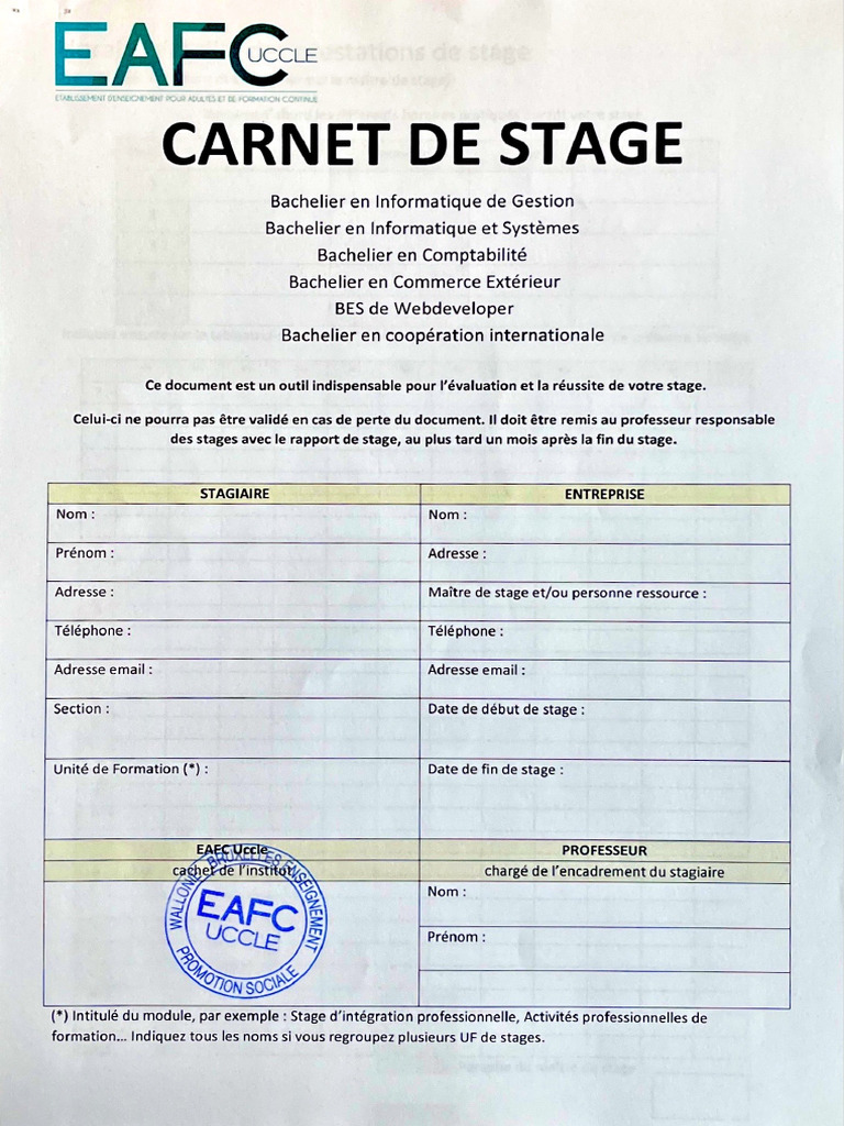 Carnet Stage | PDF