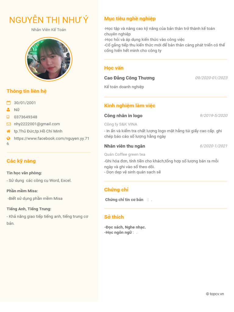 Nguyen Thi Nhu Y CV | PDF