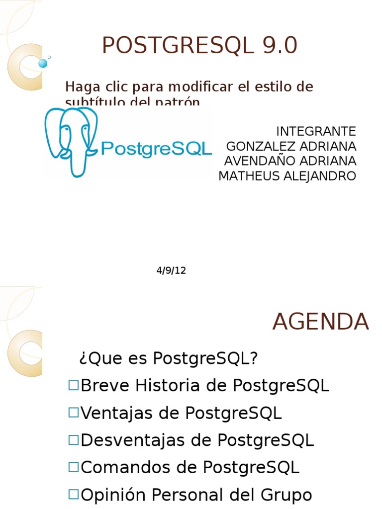Presentacion de PostgreSQL | PDF | Postgre Sql | Bases de datos