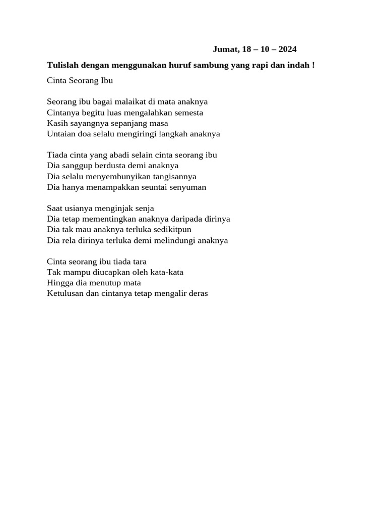 Puisi Cinta untuk Ibu Sambung | PDF