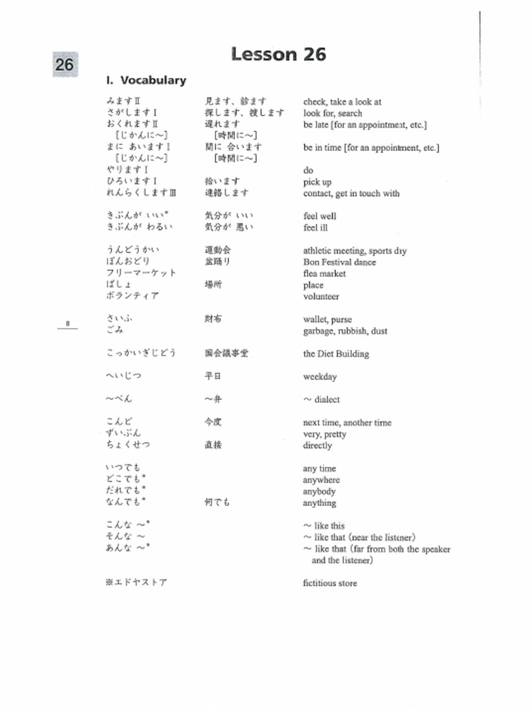 MNN N4 Vocabulary List | PDF