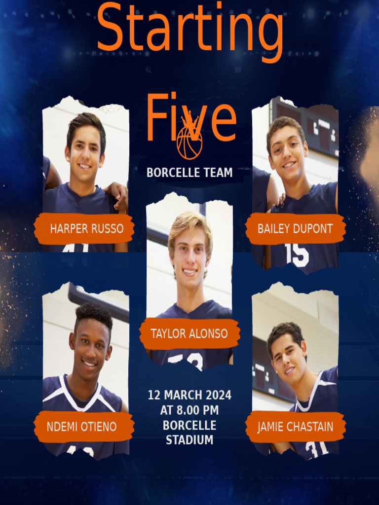Dark Blue and Orange Modern Basketball Starting Line Up Instagram Post ...