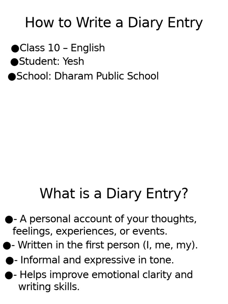 Writing a Personal Diary Entry | PDF