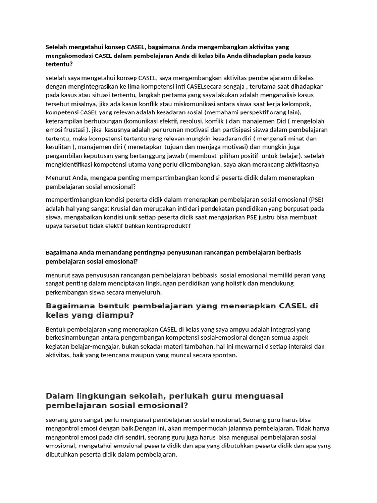 Aktivitas Pembelajaran Berbasis CASEL | PDF