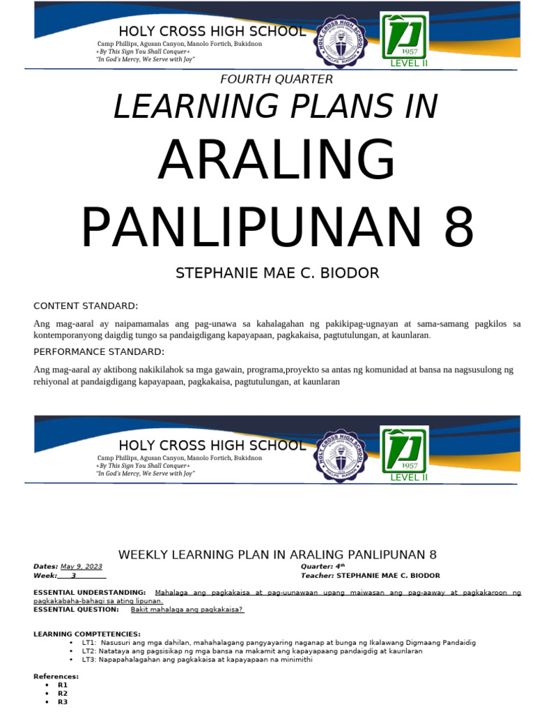 Learning-Plan-GRADE 8-4th QUARTER | PDF