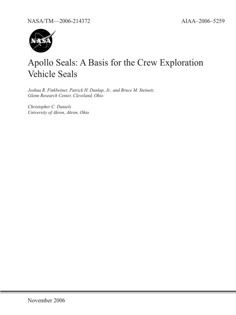 Apollo Seals A Basis For The Crew Exploration Vehi | PDF | Atmospheric ...