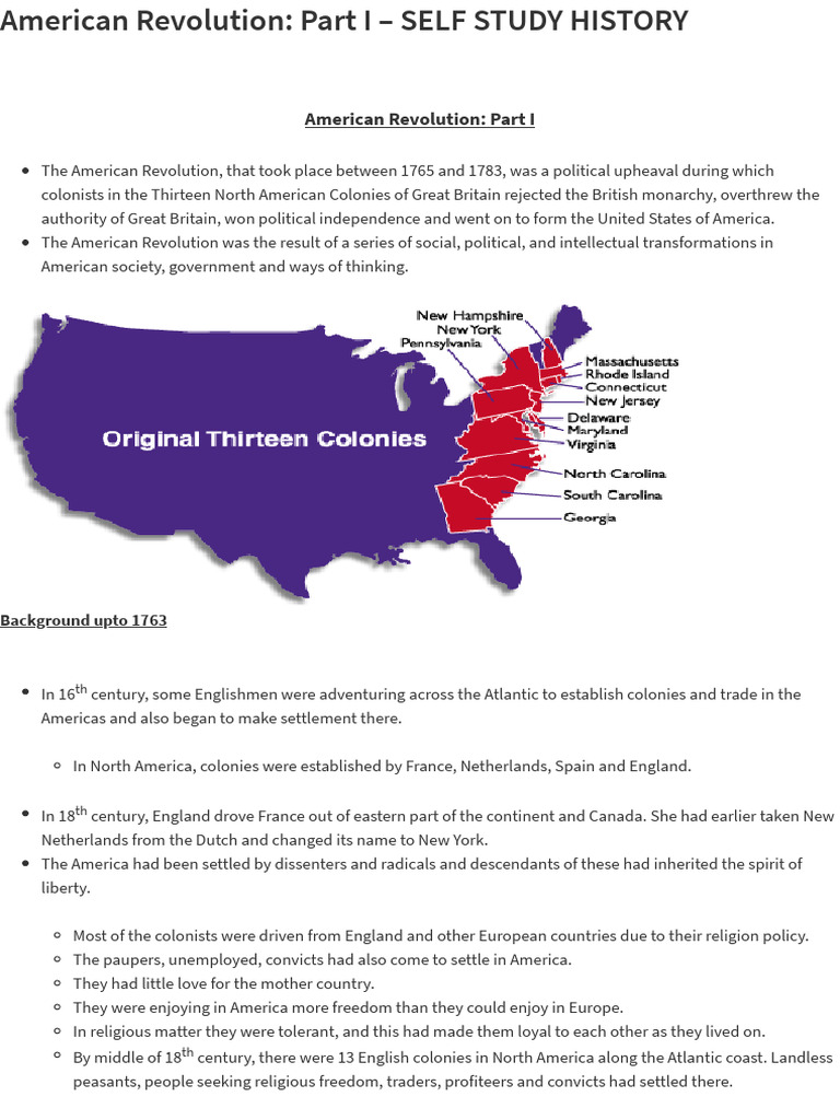 2.2.1.1 American Revolution - Part I | PDF | Thirteen Colonies ...