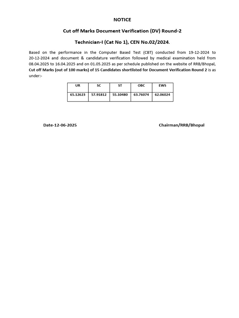 Notice Cut Off DV2 | PDF