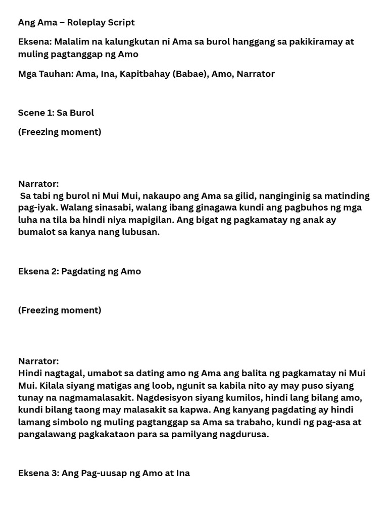 Ang Ama Roleplay Script | PDF