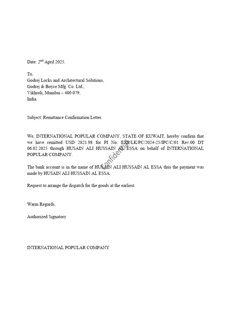 Letter From IPC Kuwait | PDF