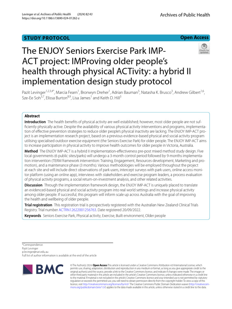 The ENJOY Seniors Exercise Park IMP-ACT Project IM | PDF | Creative Commons License | Creative ...
