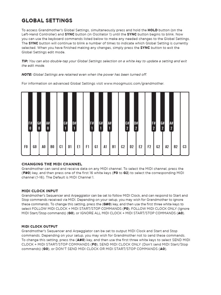 Grandmother Advanced Global Settings | PDF | Electronics | Computer ...