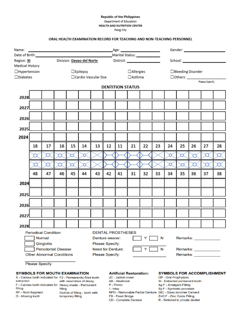 PDF Dental Form TP NTP 1 | PDF