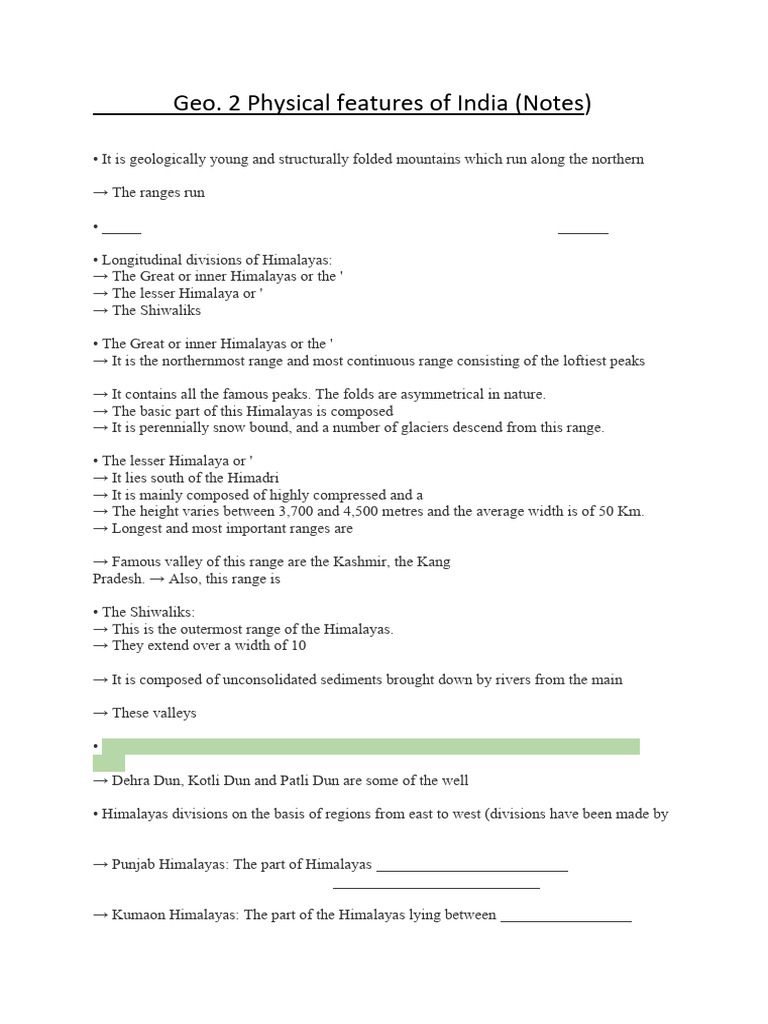 Geo Chap. 2 Physical Features of India | PDF | Himalayas | Earth Sciences