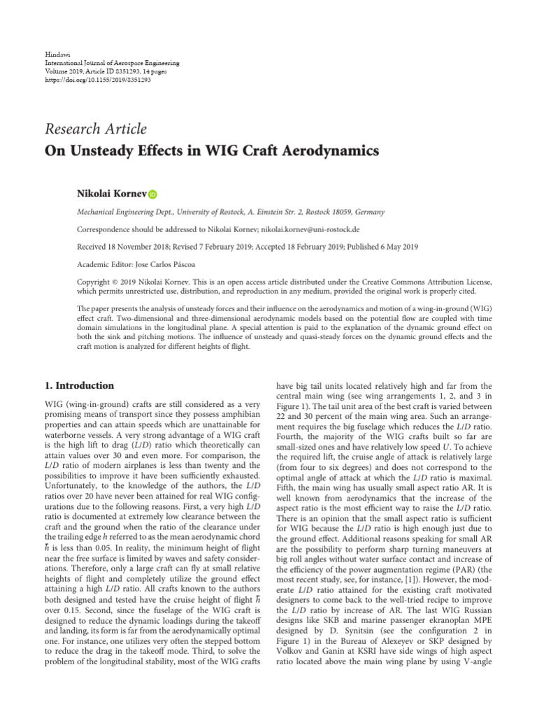 On Unsteady Effects in WIG Craft Aerodynamics | PDF | Vortices | Lift ...