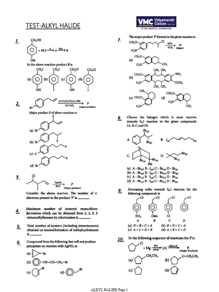 Alkyl Halide Testing Guide | PDF