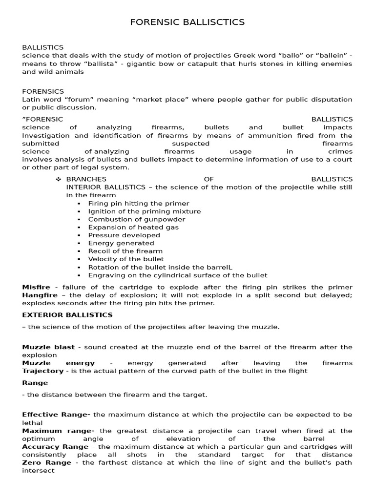 Forensic Ballistics Final | PDF | Caliber | Cartridge (Firearms)