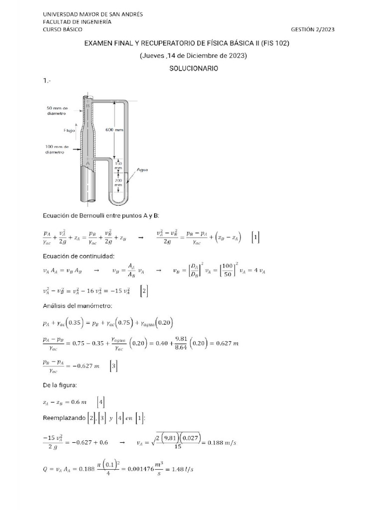 Examen Final Fis-102 II-2023 | PDF