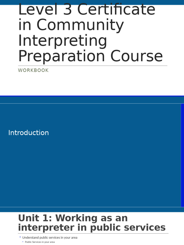 Working As An Interpreter in Public Services Workbook v2 NB 2 | PDF ...