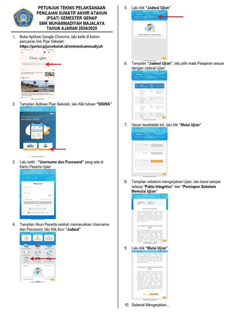 Petunjuk Teknis Pelaksanaan Psat 2024-2025 | PDF