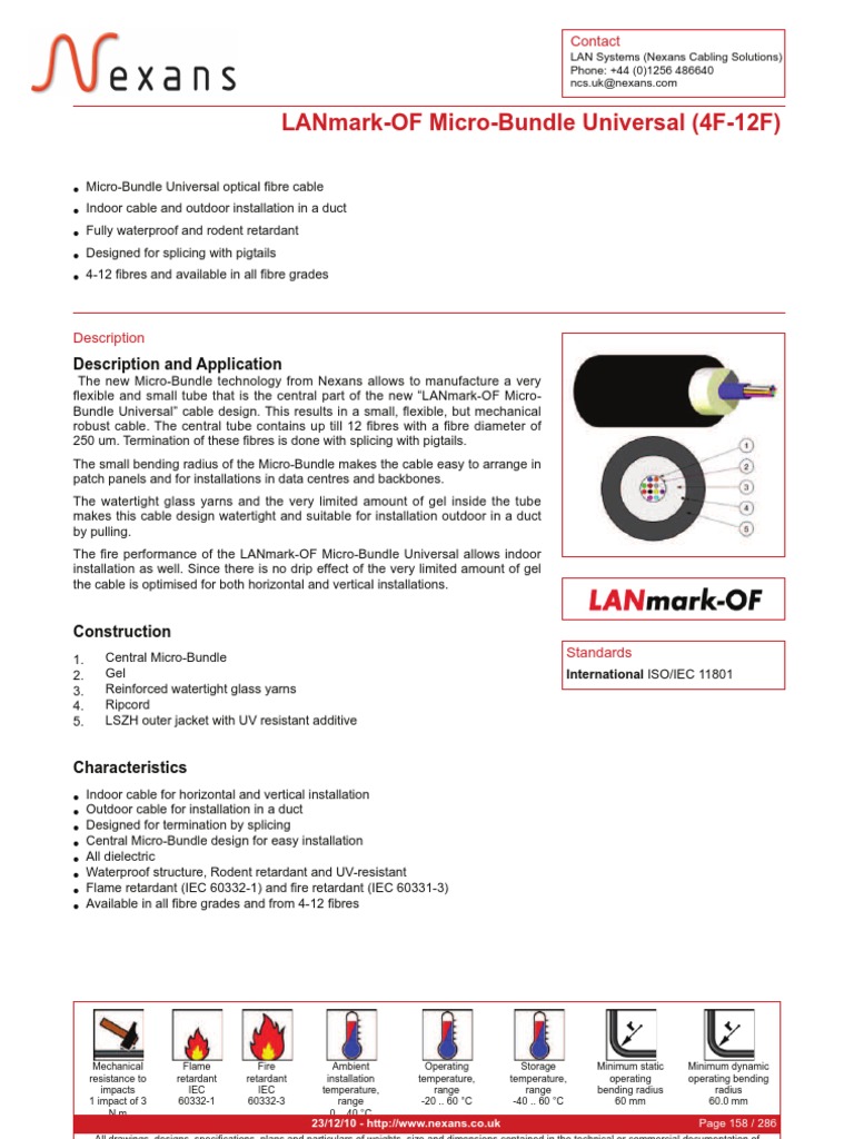 Nexans Inout Door Fiber Cable | PDF | Cable | Optical Fiber