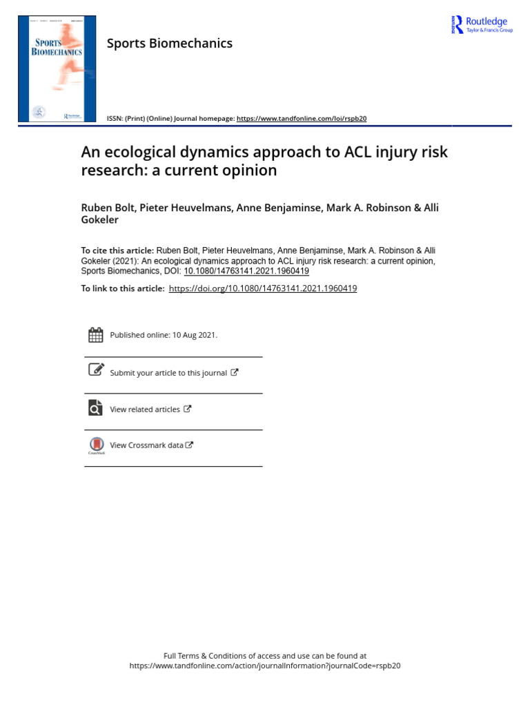 Ecological Dynamics in ACL Injury Research | PDF | Biomechanics | Risk