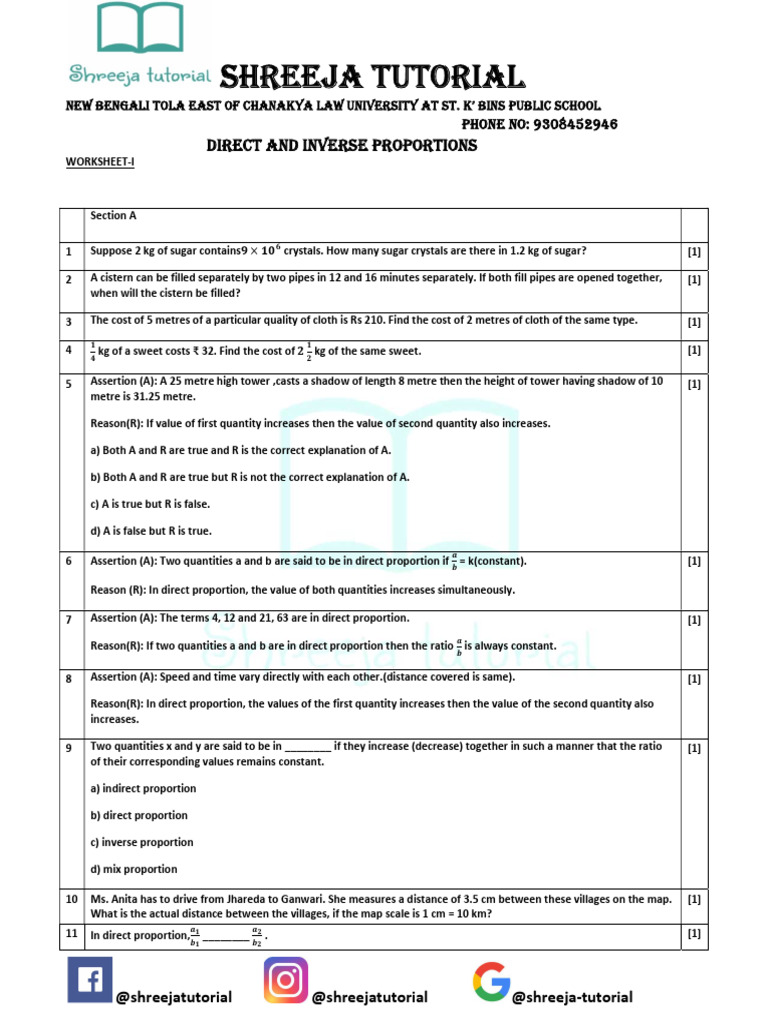 Direct and Inverse Proportion | PDF | Speed