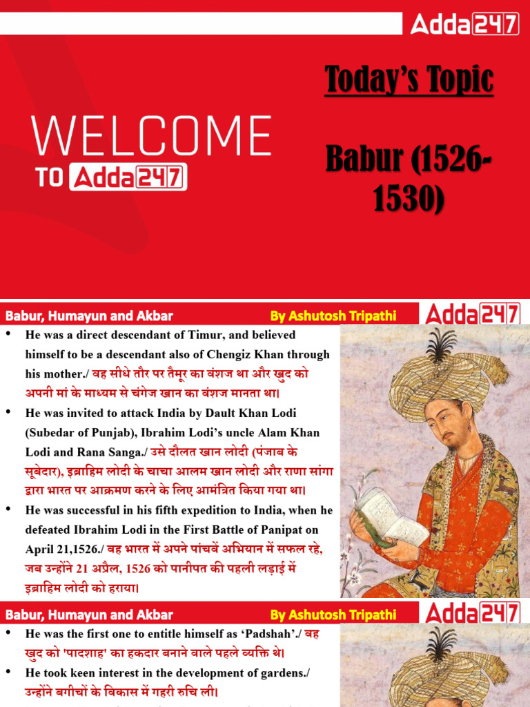 Today's Topic: Babur (1526-1530) | PDF