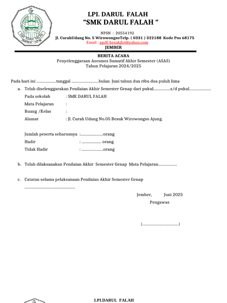 Berita Acara & Absen Fix | PDF