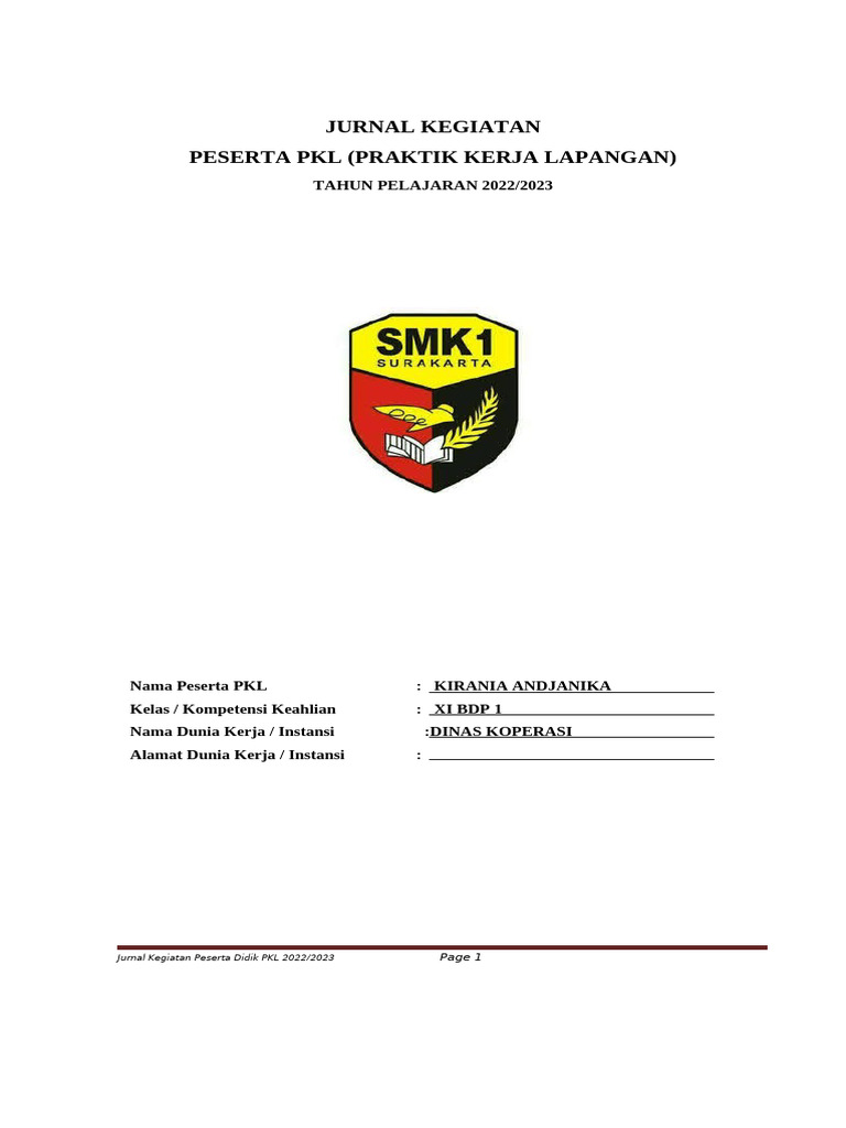 Jurnal PKL Dinkop Rania | PDF