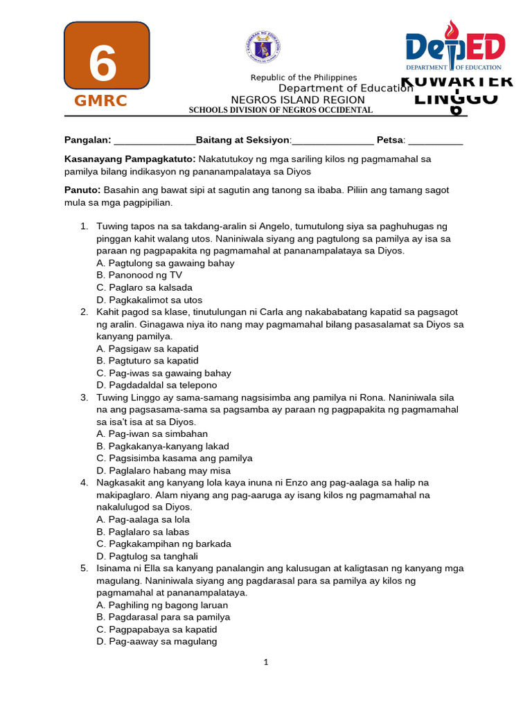 Elk - GMRC GRADE - 6 - WK6 | PDF