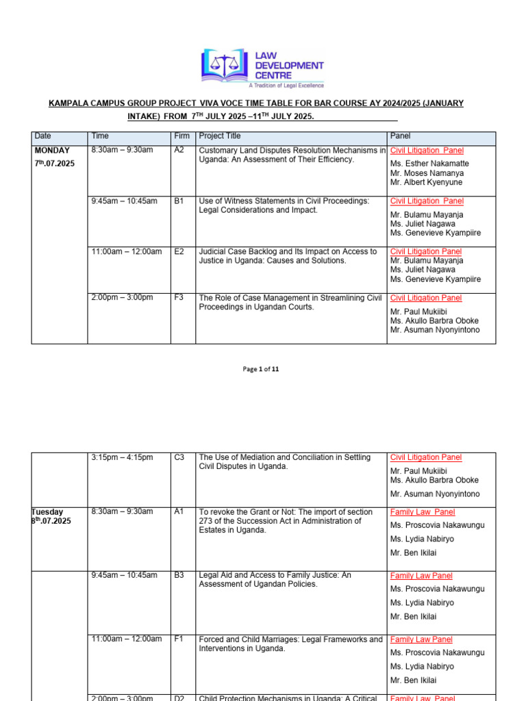 Group Project Viva Voce Timetables INTAKE Two | PDF | Justice | Crime ...