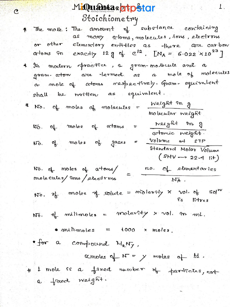 Mole Concept and Stoichiometry | PDF