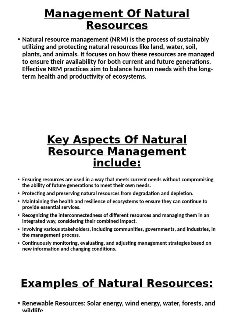 Natural Resource Management Overview | PDF