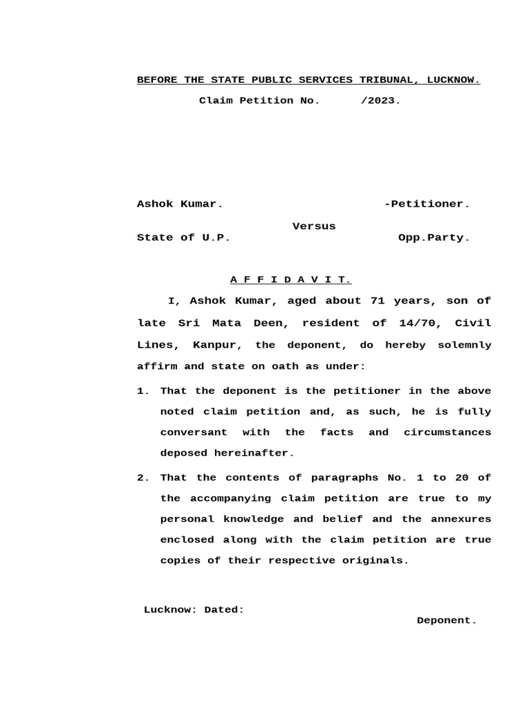 Affidavit Ashok Kumar | PDF