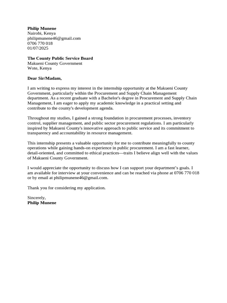 Philip Munene Internship | PDF