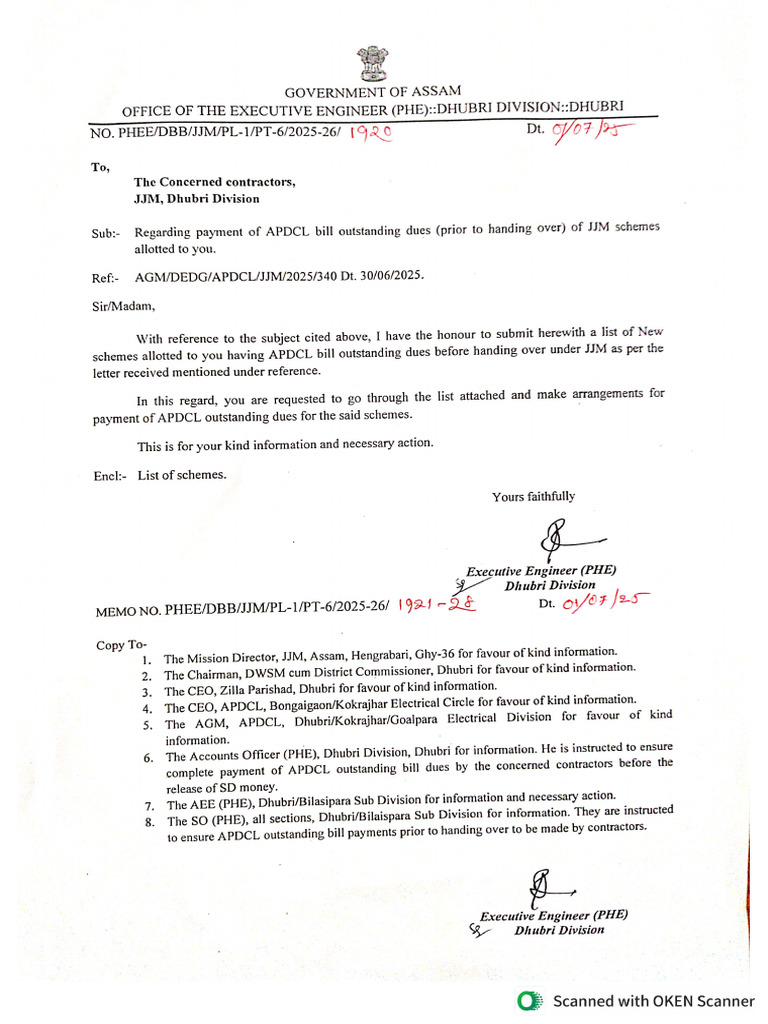 Contractor APDCL Bill Payment Dues Before Handover | PDF