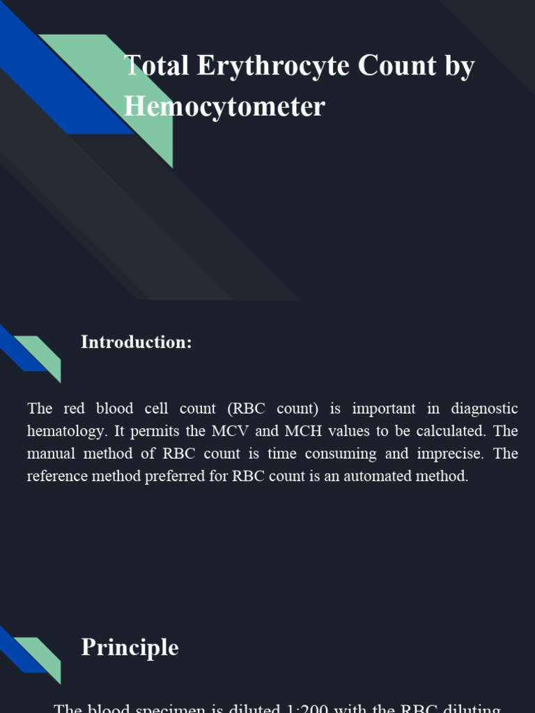 Total Erythrocyte Count by Hemocytometer | PDF | Red Blood Cell | Tissue (Biology)