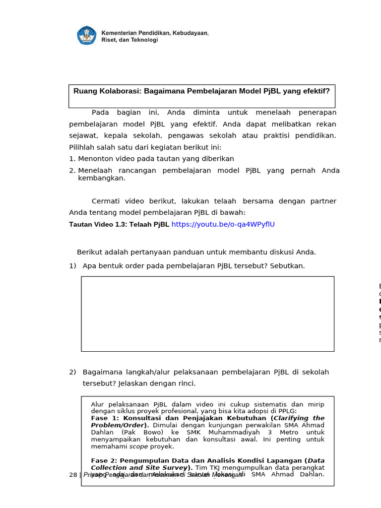Bagaimana Pembelajaran Model PJBL Yang Efektif | PDF