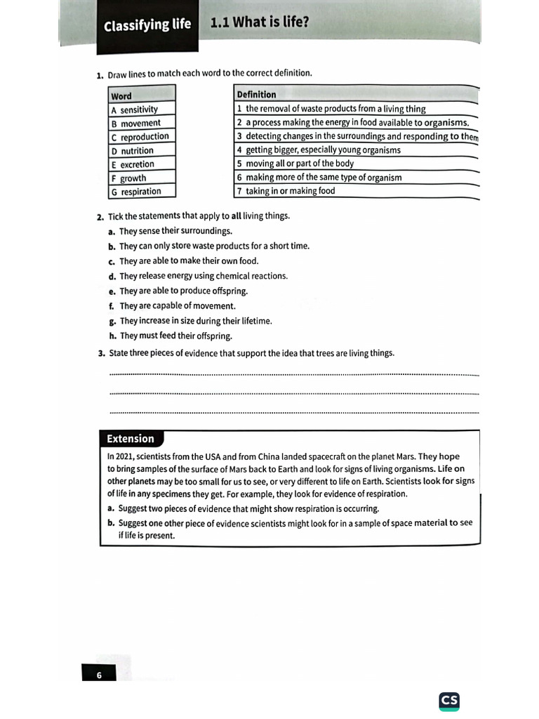 Y7 Biology Assessment Follow Up Questions | PDF