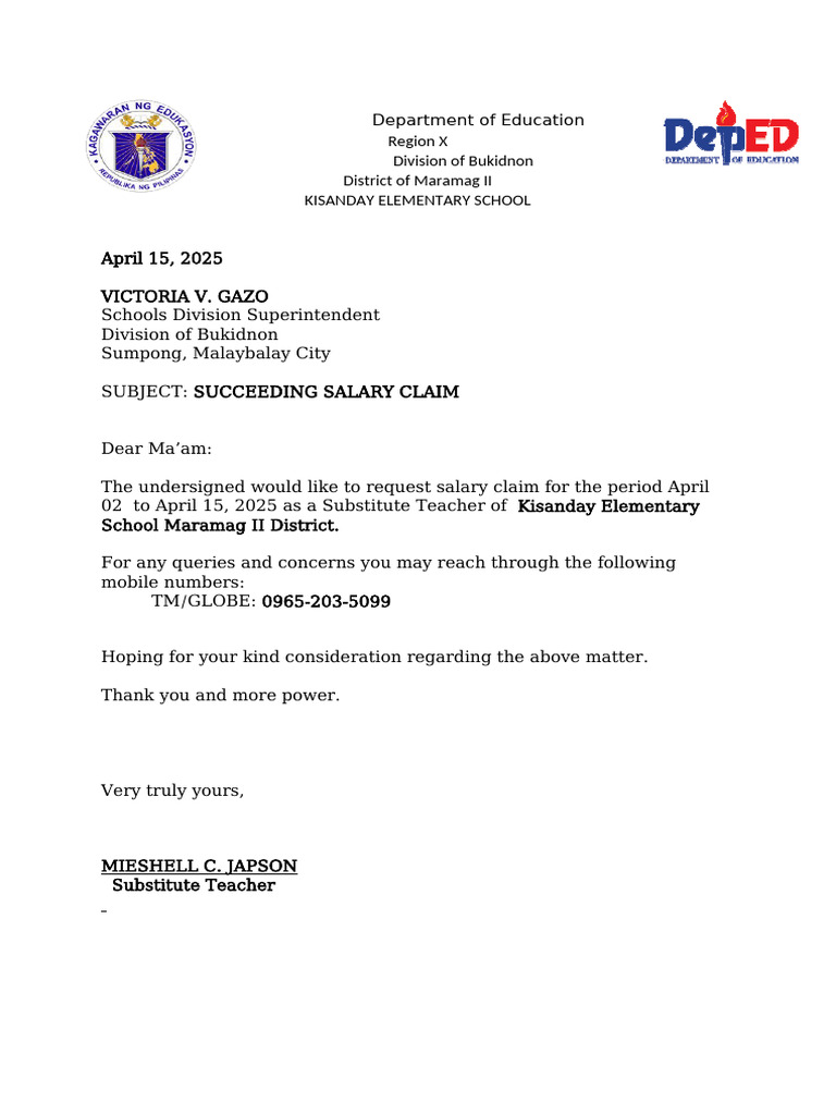 Letter Request by Head | PDF | Educational Personnel