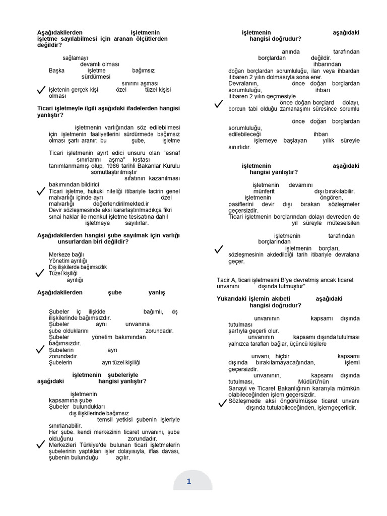 Å_Ä°RKETLER HUKUKU VE KIYMETLÄ° EVRAK Ã_RNEK SINAV SORULARI | PDF