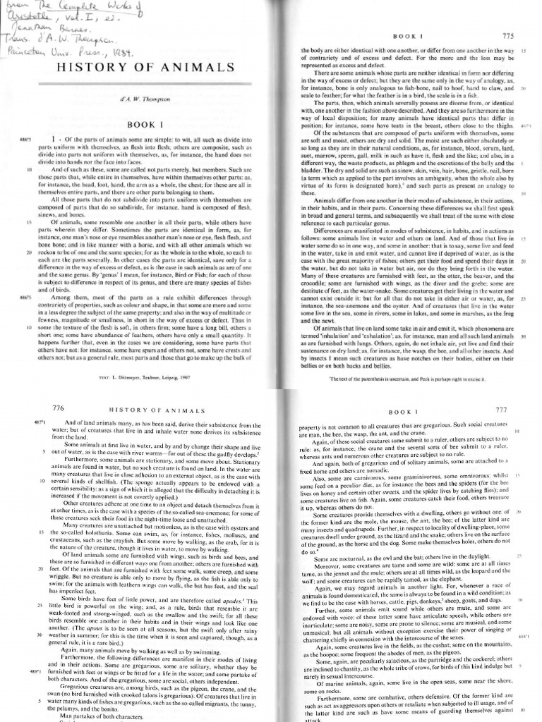 Aristotle - History of Animals | PDF | Human Anatomy | Nature