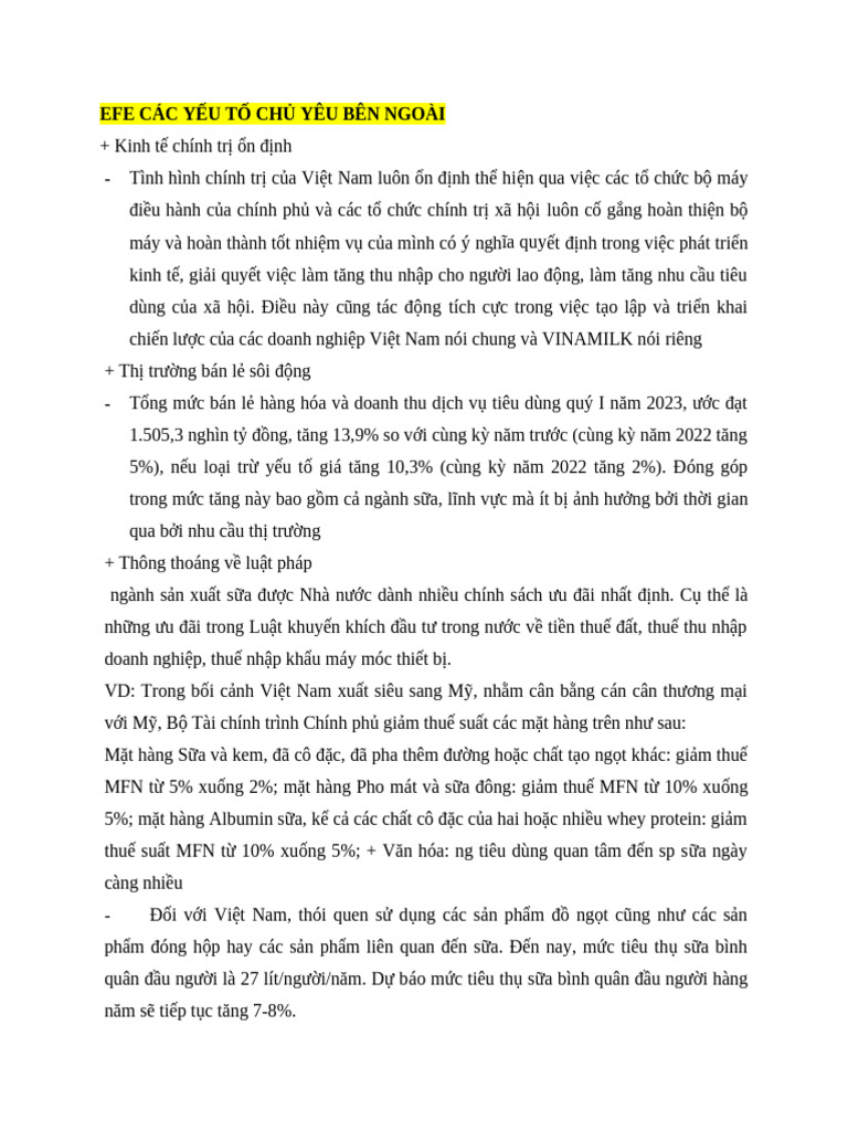 Efe, Ife. Swot - Vinamilk | PDF