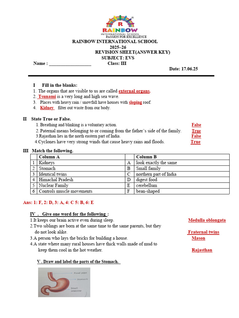 Evs Revision Sheet Answer Key | PDF | Tropical Meteorology | Tropical ...