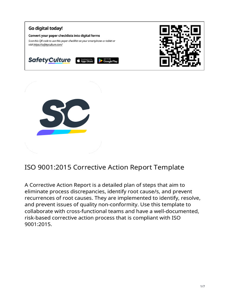 ISO 9001:2015 CAPA Report Template | PDF